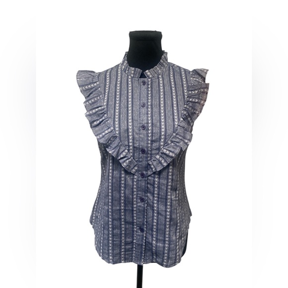 Rolypoly | Tops | Roly Poly Womens Ruffled Blue Top S Guc | Poshmark